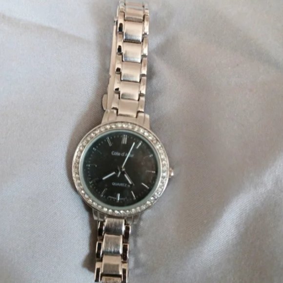 cote d azur | Jewelry | Cote D Azur Quartz Rhinestone Studded Silver ...